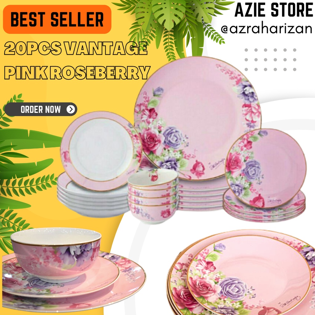 HOT! 20PCS VANTAGE SITI PINK ROSEBERRY DINNER SET + FREEGIFT / SET ...