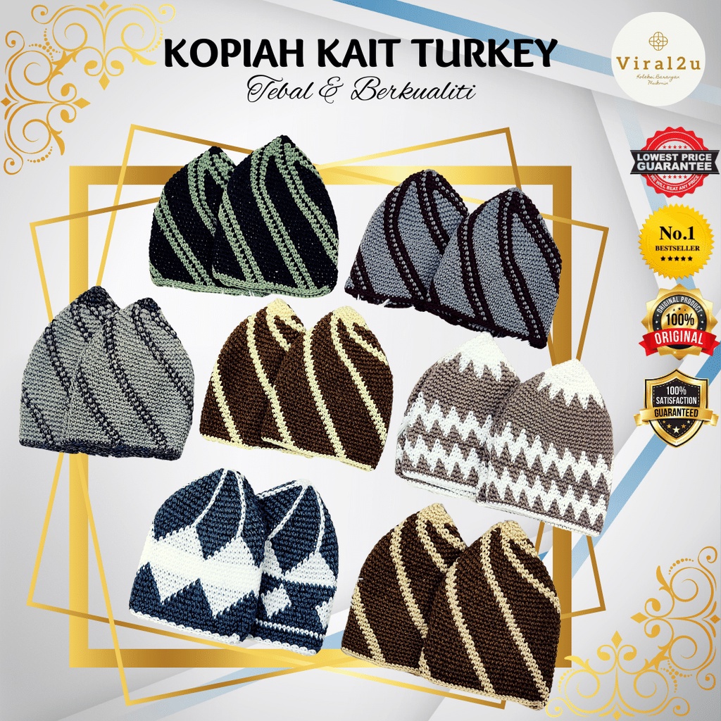 Kopiah Kait Turkey Tebal, Lembut dan Berkualiti (Set B) | Shopee Malaysia