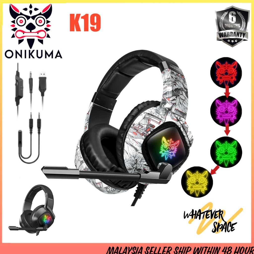 ONIKUMA K19 3.5mm Wired Gaming Headset Over Ear Headphones Noise ...