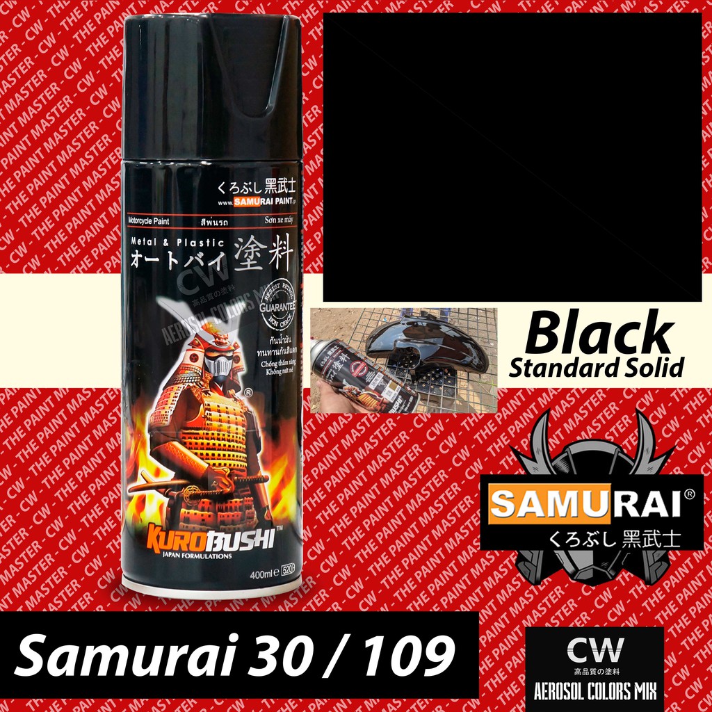 [ Samurai Paint 30 Black ] Standard Colors 400ml 🛵 Hitam Samurai Untuk ...
