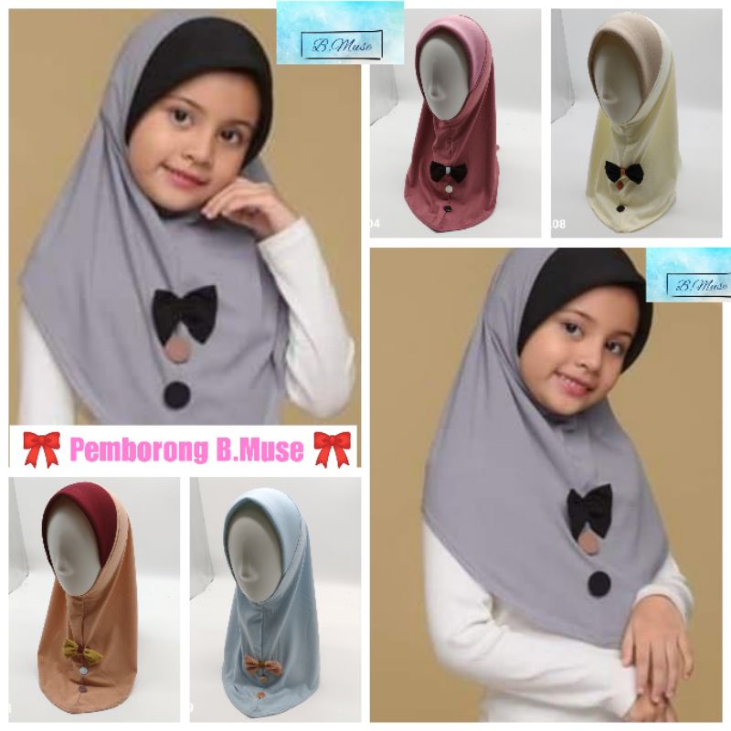 🔥B.Muse Sales!🔥 *Design 2* Tudung Sarung Budak Ribbon Instant Moss ...