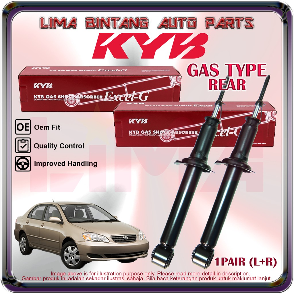 ( 1Pair ) Toyota Corolla Altis ZZE121 ZZE122 Rear Shock Absorber Gas ...