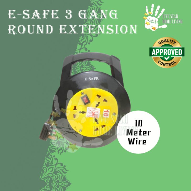 [SIRIM APPROVED] E-SAFE 10M 3 Gang Cable Box Round Extension Trailing ...