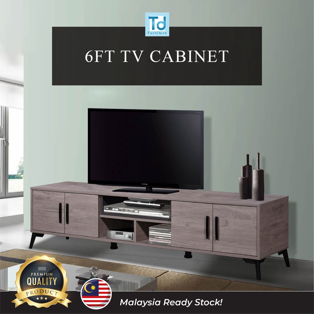6ft TV Cabinet Stand Unit / for TV Up To 70 Inch / Modern Mid-Century ...