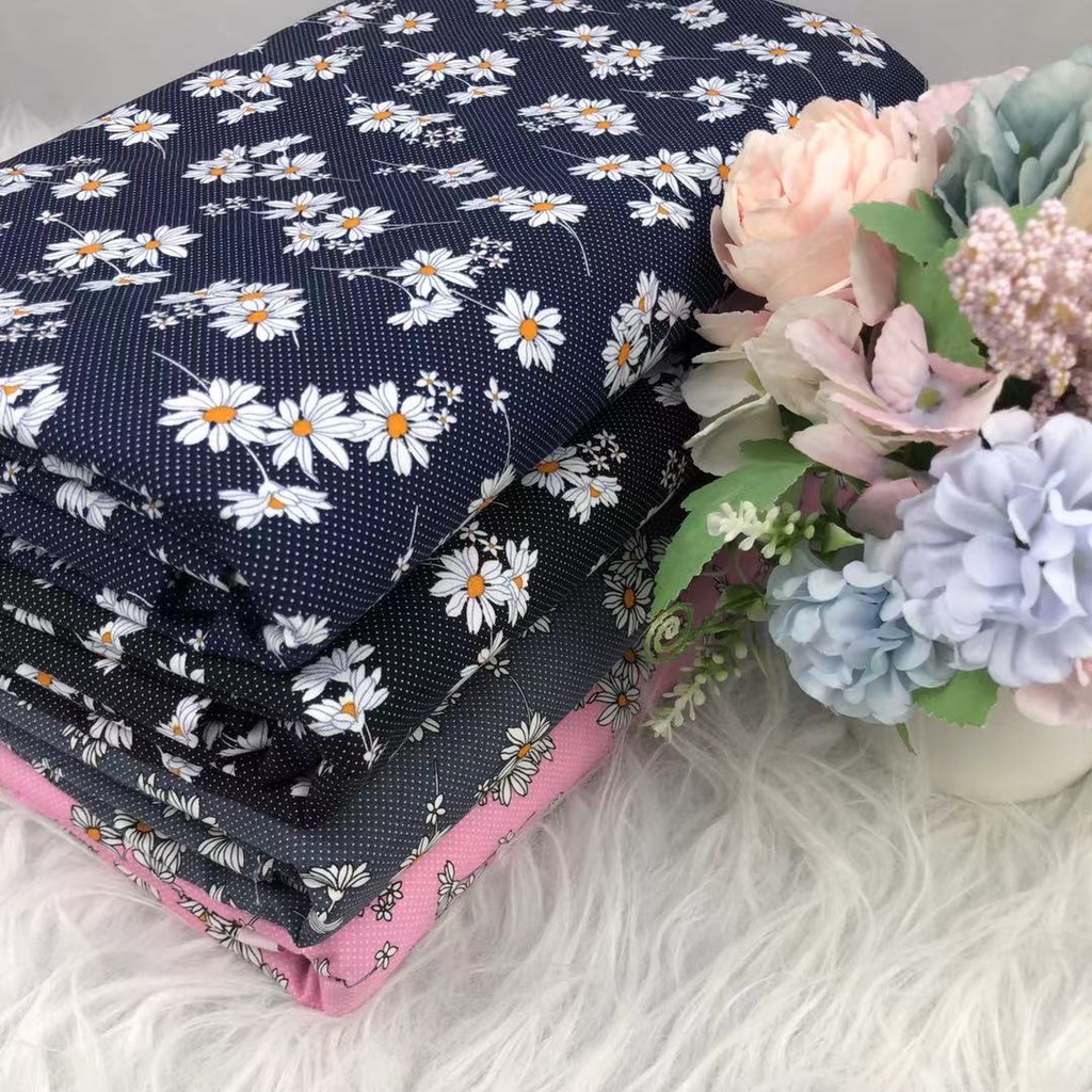 KAIN COTTON THAILAND 100% BIDANG 45" / CORAK BUNGA / FLOWER PATTERN ...