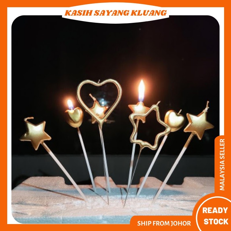 Sparking Candle Numbering & Love & Star Shape Candle Lilin Kek Harijadi ...