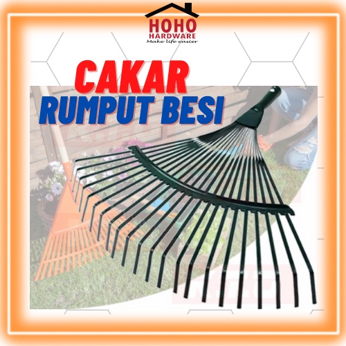 HEAVY DUTY METAL GRASS RAKE CRAWLER GARDENING Penyakar besi cakar ...