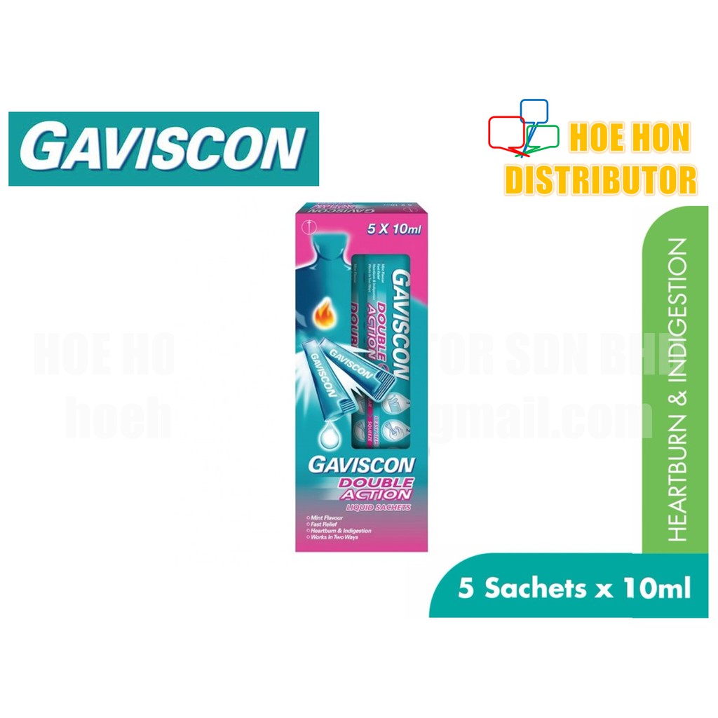 Gaviscon Liquid Sachet Double Action 10ml x 5 Sachet / Heart Burn ...