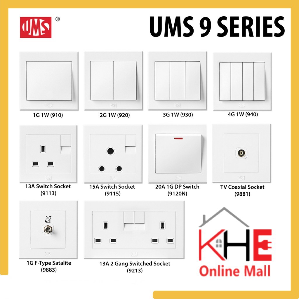 UMS 9 SERIES SWITCHES & SOCKET OUTLET (10/BOX) | Shopee Malaysia