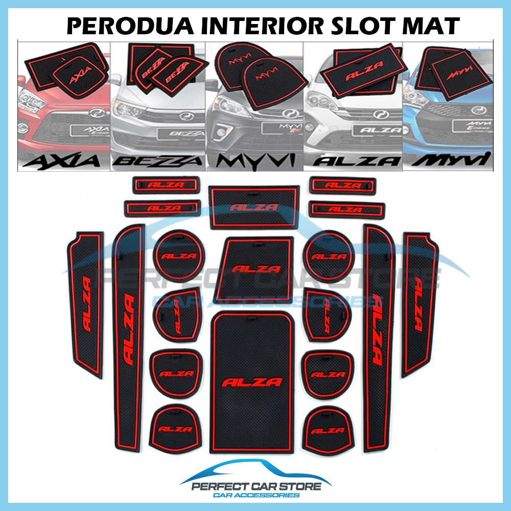 (Full Set) Interior Slot Mat Storage Tank Mat Perodua Myvi Axia Alza ...