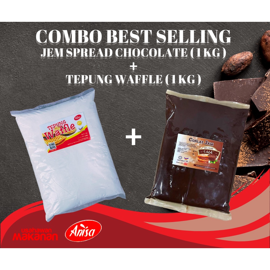 COMBO DEAL! PAKEJ WAFFLE BUCKET (TEPUNG WAFFLE 1 KG + JEM COKLAT 1 KG ...