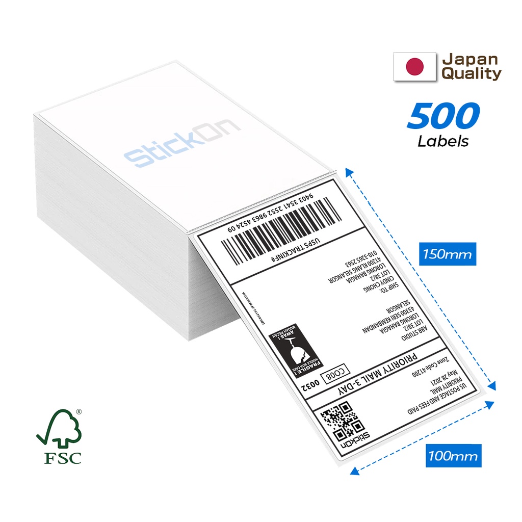 A6 Direct Thermal FSC Stack Waybill Shipping Labels Consignment Note ...