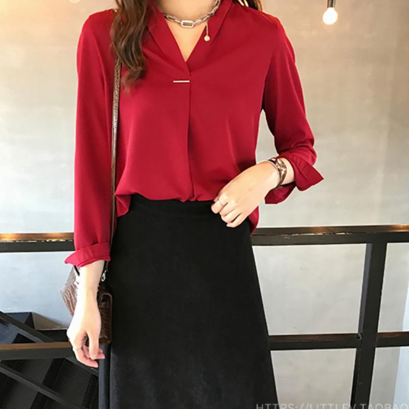 Ready Stock Linki Baju Plain Long Sleeve Chiffon Blouse Thin OL Formal ...