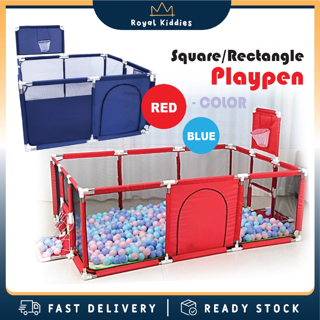 Baby Children Safety Play Fence Red & Blue Rectangle/Square Playpen ...