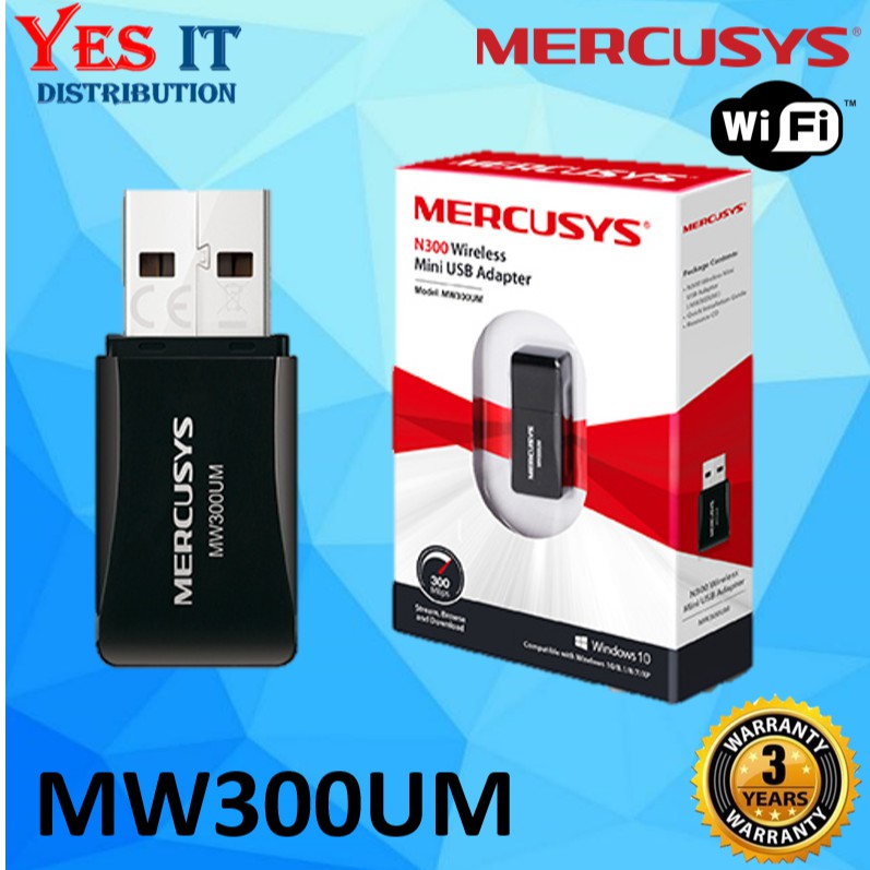 Mercusys MW300UM N300 Mini USB Wireless WiFi Adapter w Hotspot Function ...