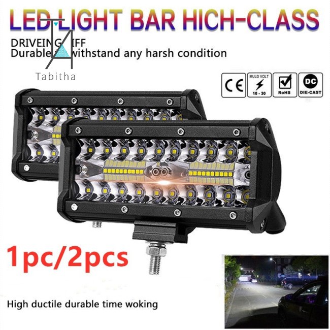 Tabitha 7 inch 400w led work light bar flood spot beam offroad 4wd suv ...