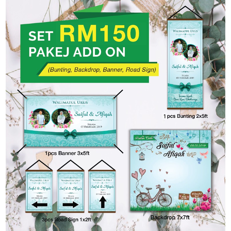 Set pakej kahwin backdrop, banner, bunting, road sign | Shopee Malaysia