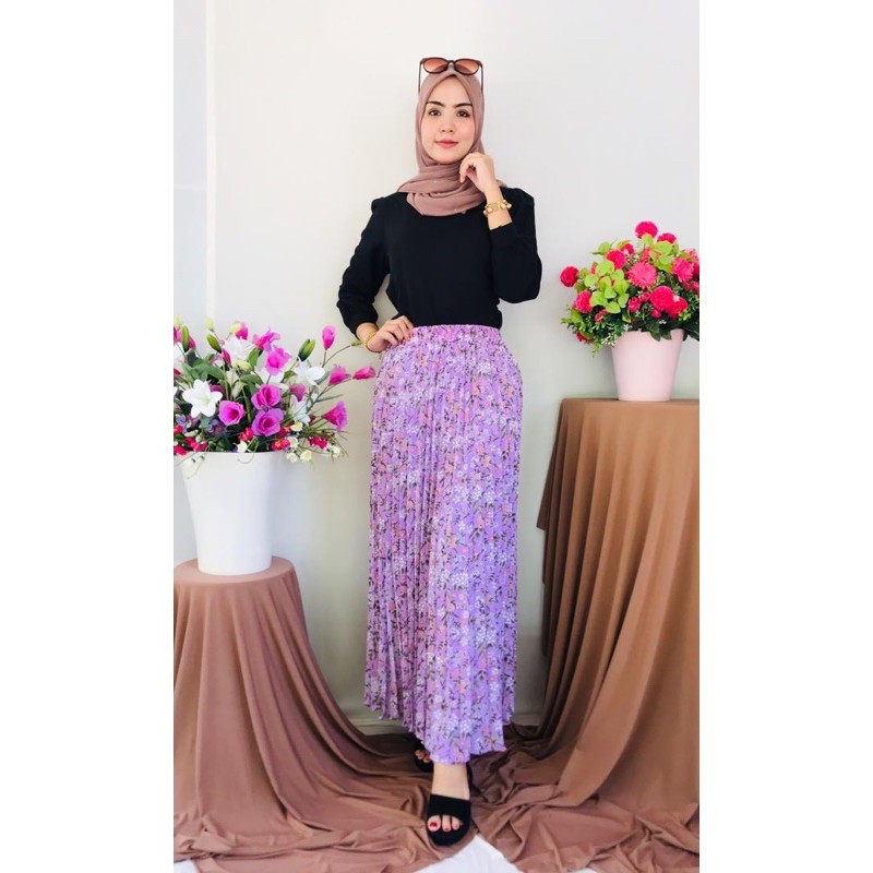 floral pleated skirt murah | Shopee Malaysia