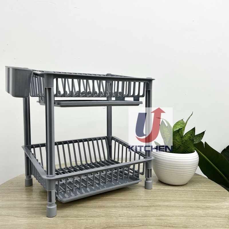 RI287 Elianware 2 Tier Kitchen Dish Drainer Dish Rack With Cutlery ...