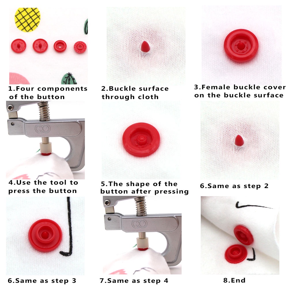 50 Sets (200 pieces) B41-B60 T5 KAM Glossy Snap Button Plastic Fastener ...