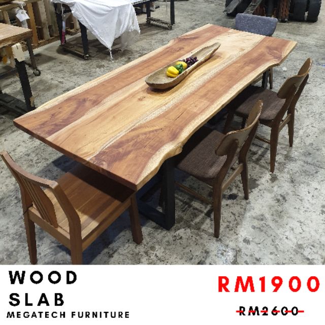 Meja Makan / Dining Table / Wood Slab | Shopee Malaysia