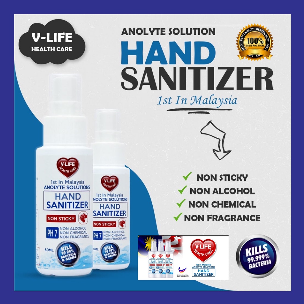 Anolyte Solution Hand Sanitizer Non Alcohol 60ML (Ready Stock) | Shopee ...