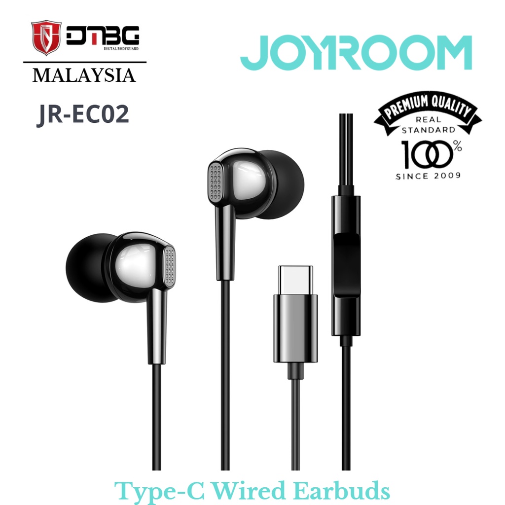 JOYROOM JR-EC02 Type-C Wired Earbuds Analog Type-C Port wide Compatibility Headset Wired ...