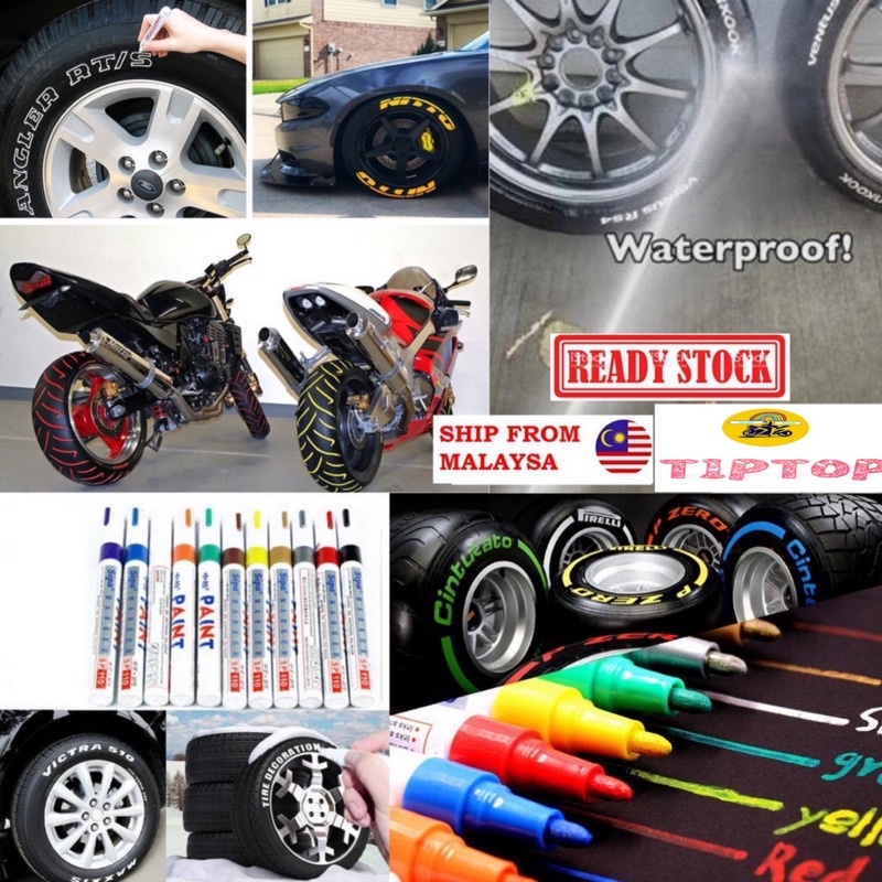 PEN PAINT MARKER VECHICLE CAR TYRE TIRE TAYAR CAT COLOUR PAINT PENCIL ...