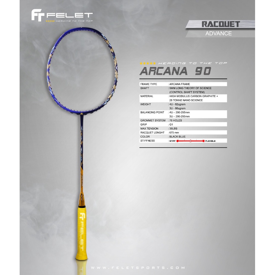 FELET ARCANA 90 Badminton Racquet (100% ORIGINAL) by FLEET | Shopee ...