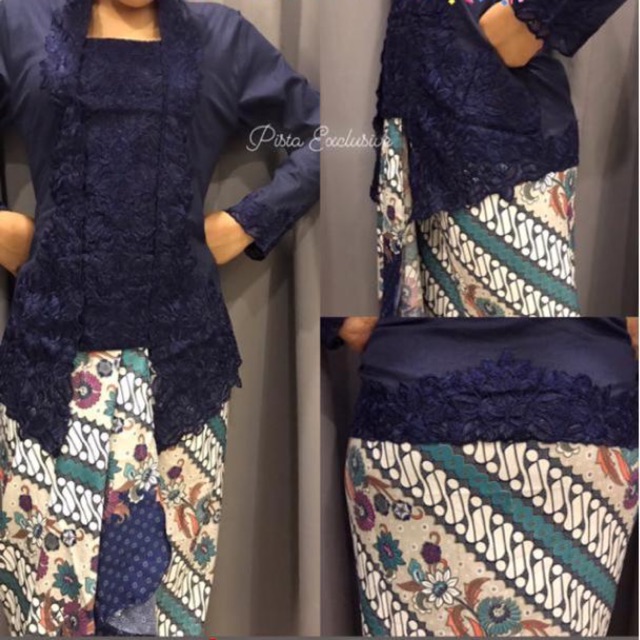 Baju kebaya Kota Bahru (Dark Blue) RM75 (Baju Sahaja) | Shopee Malaysia
