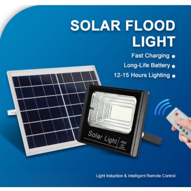 MXJ 8840 40W / 8860 60W SMD Solar LED Flood Light (Black) c/w Solar ...