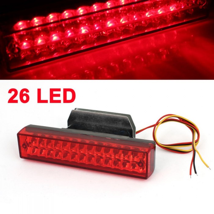 Universal Car 26 LED Brake Lamp Warning Tail Light Red White Blue ...