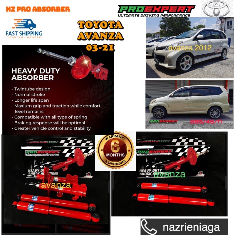 Toyota avanza model 2003-2011 Absorber Pro expert Heavy duty/ Spring ...