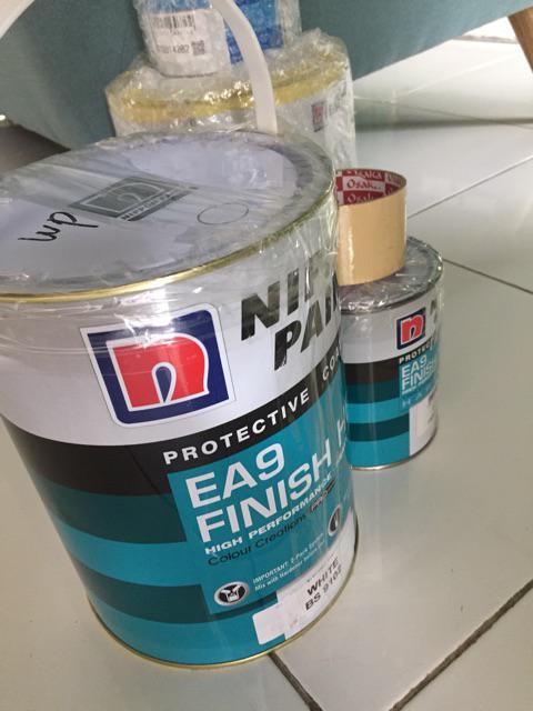 WHITE BS 9102 ( 5L ) EA9 FINISH HB SET NIPPON EPOXY FISH POOL SWIMMING ...
