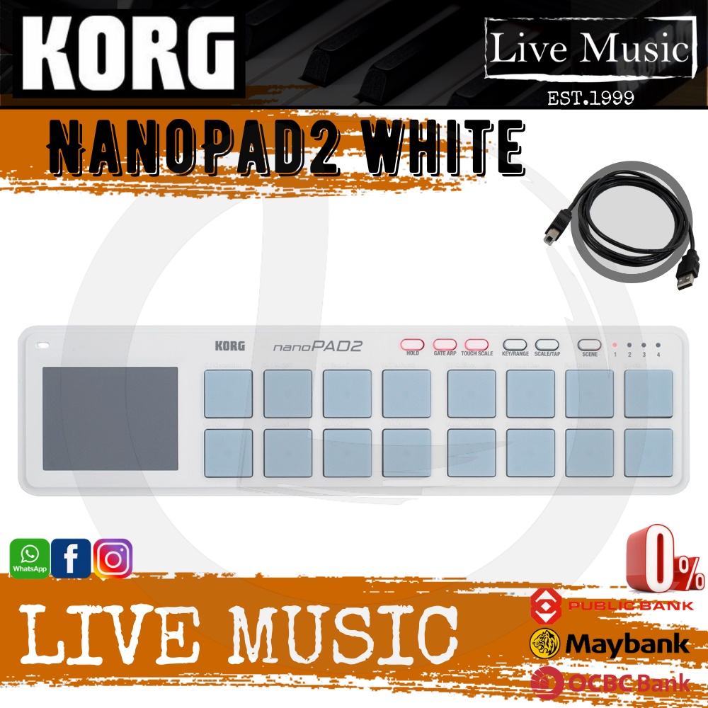 Korg nanoPAD2 Midi USB Controller, White (Nano Pad 2/NanoPad 2/NanoPAD-2) | Shopee Malaysia