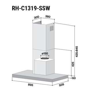 Rinnai RH C1319 SSW 90cm Chimney Cooker Hood / RH-C1319-SSW / Slim Hood / Telescopic Hood / Elba ...