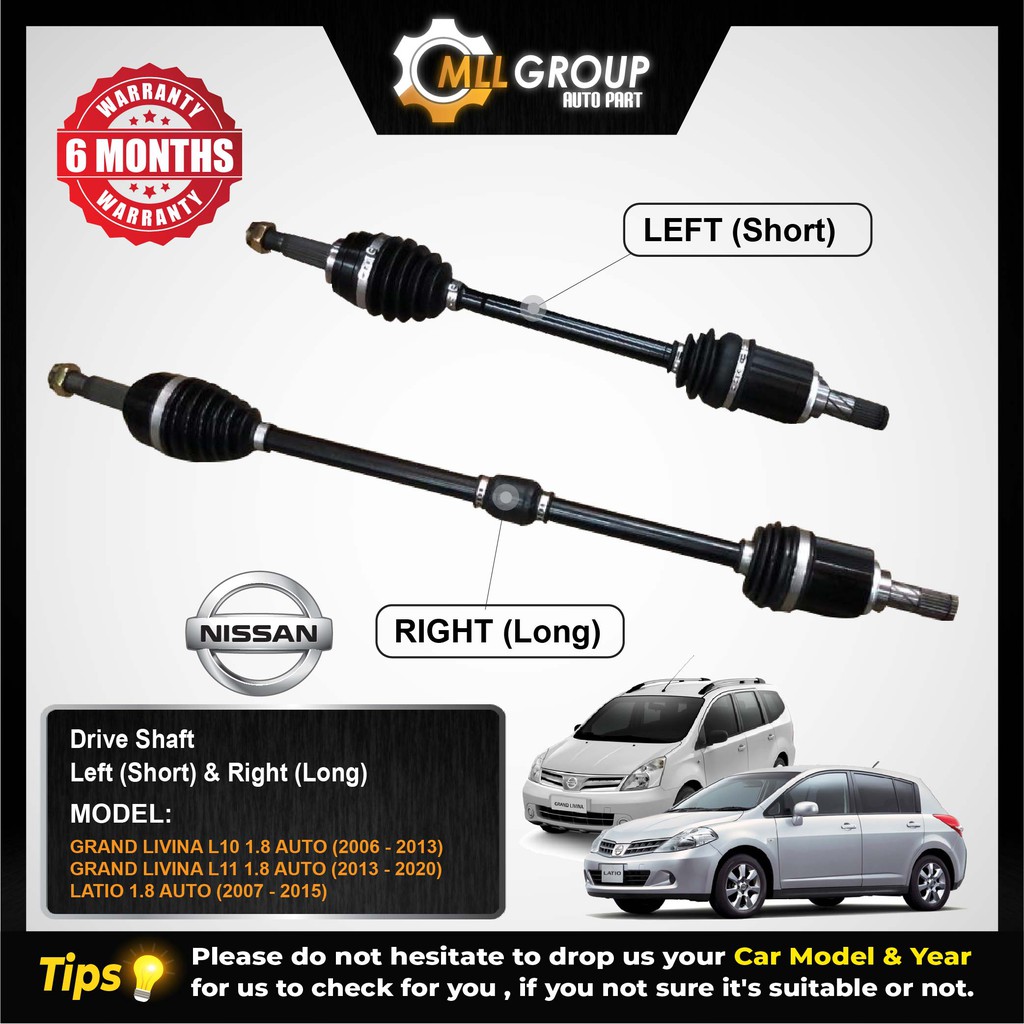 (MLL) NISSAN GRAND LIVINA L10/L11/LATIO DRIVE SHAFT LEFT (SHORT ...