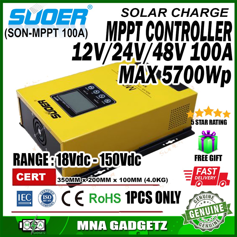 SUOER MPPT SOLAR CHARGE CONTROLLER 20A / 30A / 40A / 50A / 60A / 100A SOLAR HIGH Efficiency ...