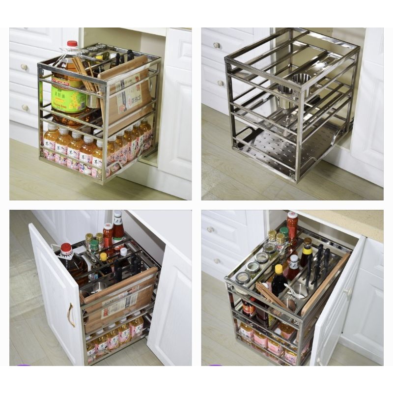 KITCHEN STAINLESS STEEL PULL OUT BASKET PULL-OUT BOTTLES RACK BOTTOM ...