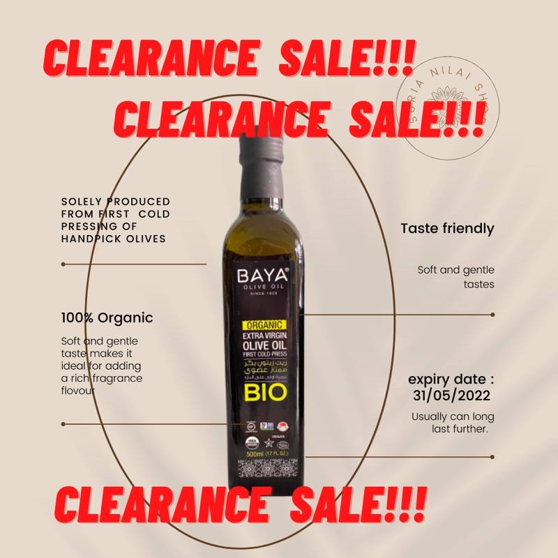 BAYA Organic Extra Virgin Olive Oil Minyak Zaitun EVOO | Shopee Malaysia