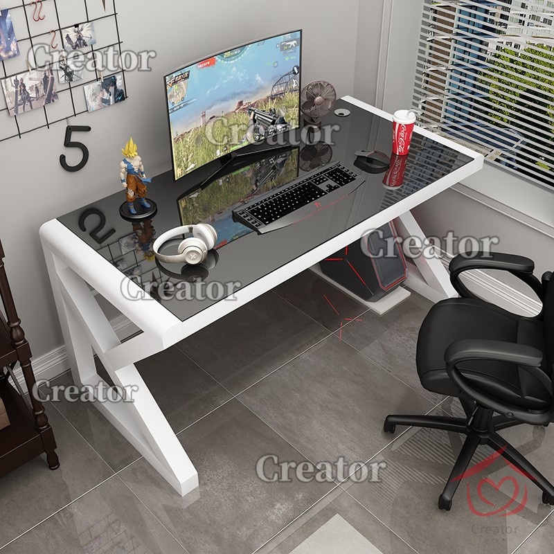 Pre Order💥Simple Tempered Glass Study Computer Desk Home Gaming ...