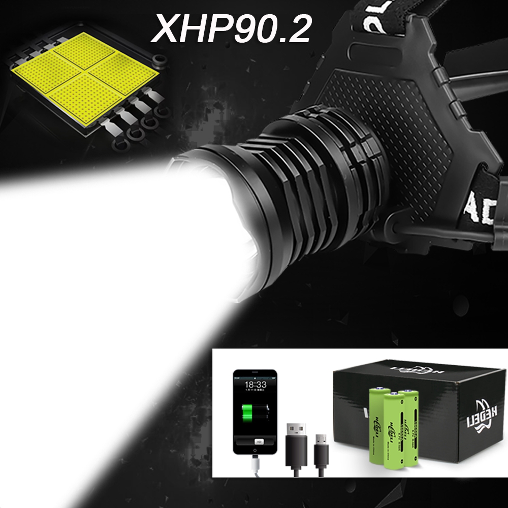 300000 Lm Xhp90.2 Led Head Lamp Xhp90 High Power Headlamp Flashlight ...