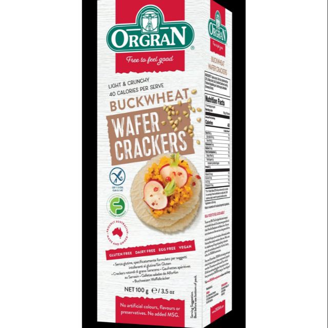 Orgran Buckwheat Wafer Crackers 100g/Gluten Free/Vegan/Dairy Free/Egg ...