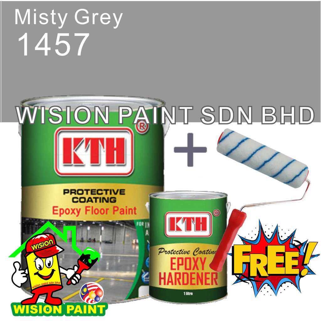 misty grey 1457 / KTH EPOXY ( 5L ) + ( FREE 7" ROLLER SET ) Floor Epoxy ...