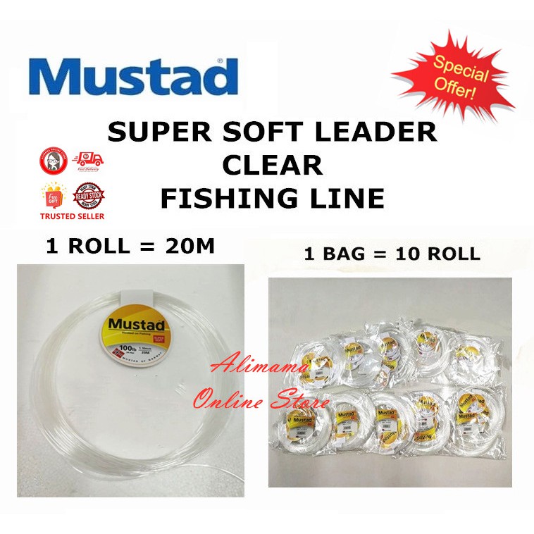 MUSTAD SUPER SOFT LEADER 20M CLEAR TANGSI FISHING LINE WHITE | Shopee ...