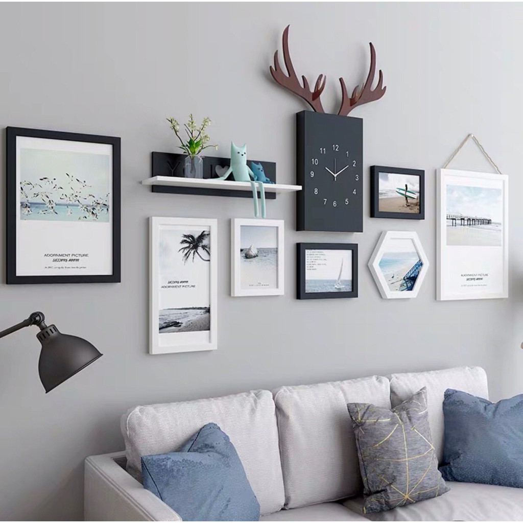 Full Set of Wall Decoration Sofa Background Room Photo Frame Hiasan ...