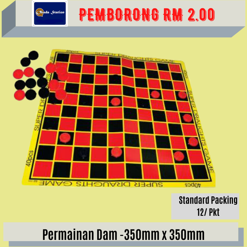 (RM2) PERMAINAN DAM HITAM / MERAH (350MM X 350MM) / BOARD GAME ...