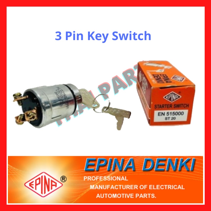 EN 515000 ORIGINAL EPINA DENKI HEAVY DUTY KEY SWITCH ST-20/3PIN FOR USE ...