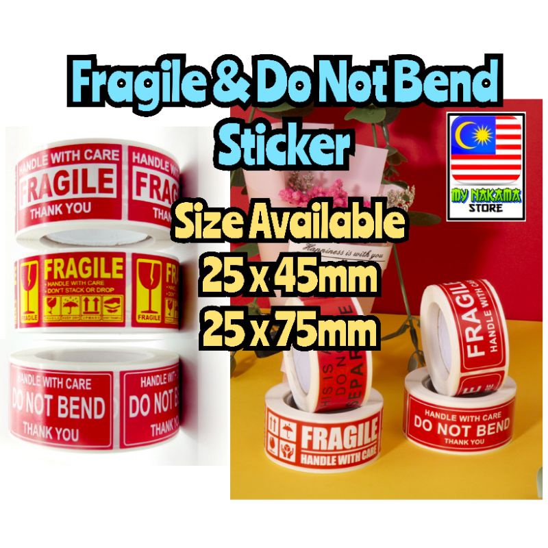Sticker "Fragile" and "Do Not Bend" [25x45mm][25x75mM] For Courier ...