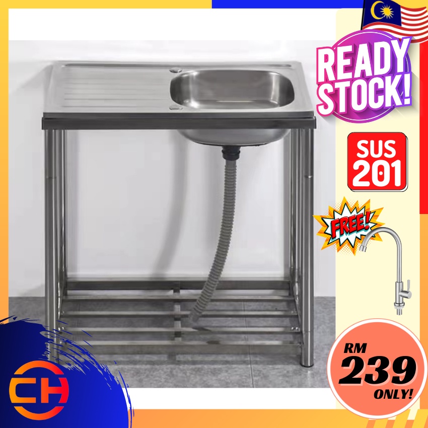 Stainless Steel Single Kitchen Sink With Stand Rak Sinki Singki Dapur ...